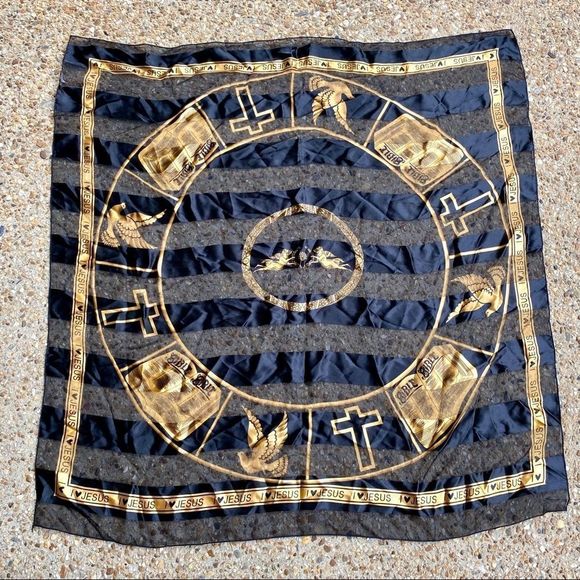 Scarf | Accessories | I Lovejesus Black Gold Bible Angel Cross Scarf ...